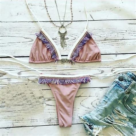 Patchwork Bikini Set 2018 Swimwear Women Tie Swimsuit Sexy Tassels