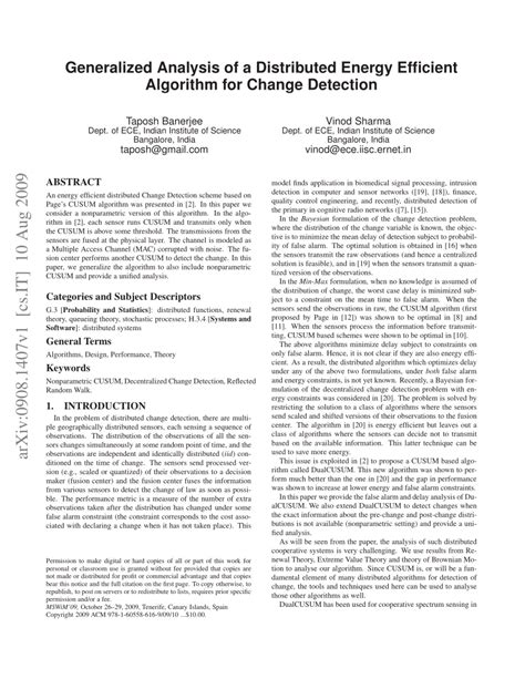 Pdf Generalized Analysis Of A Distributed Energy Efficient Algorithm