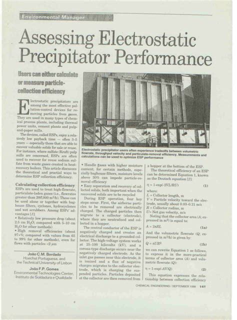 Pdf Assessing Electrostatic Precipitator Performance