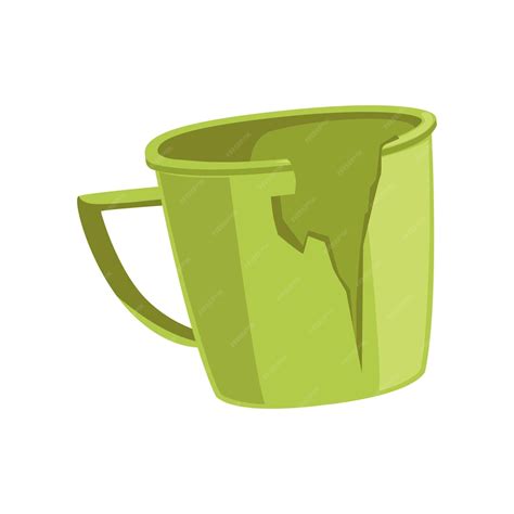 깨진된 녹색 컵 재활용 쓰레기 개념 흰색 배경에 고립 된 폐기물 벡터 일러스트를 활용합니다 프리미엄 벡터
