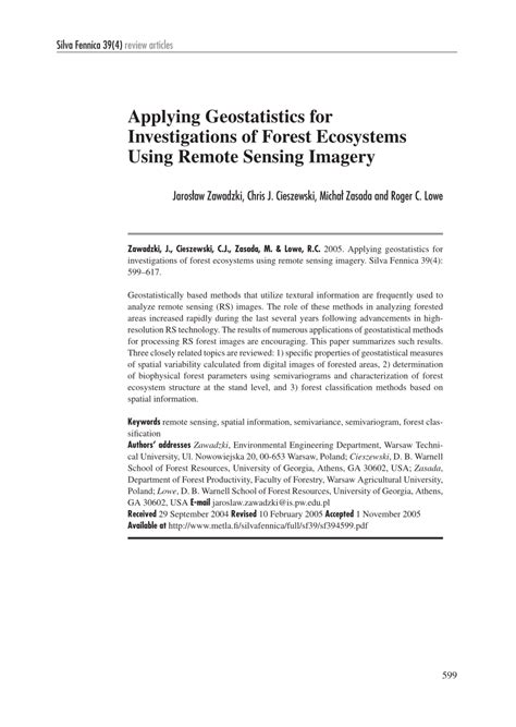 Pdf Applying Geostatistics For Investigations Of Forest Ecosystems