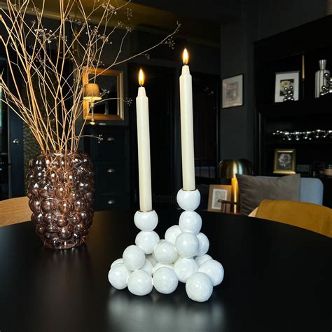 Arty White Candleholder Textures Pearls Design Par Iryna Antoniuk Irena Tone Artmajeur