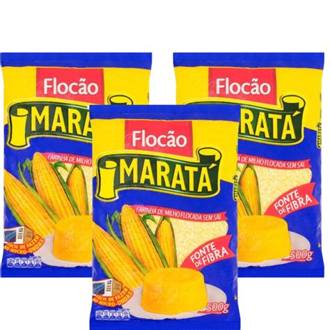Kit C 3 Un Farinha De Milho Flocão Maratá 500g Shopee Brasil