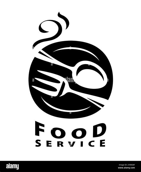 Plate With Fork And Spoon Symbol Emblem Food Service Restaurant Logo