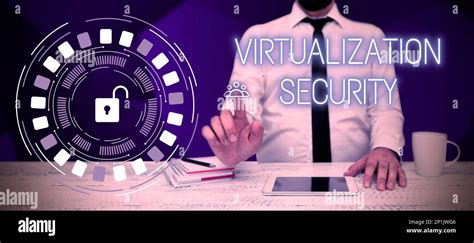 Hand Writing Sign Virtualization Security Business Showcase Application Of Virtual Environment