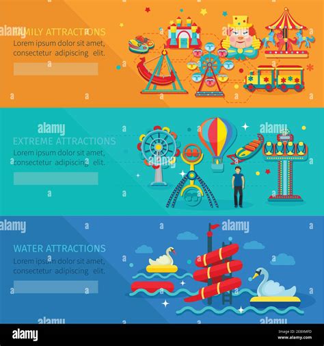 Bannière Horizontale Du Parc Dattractions Avec Attractions Aquatiques