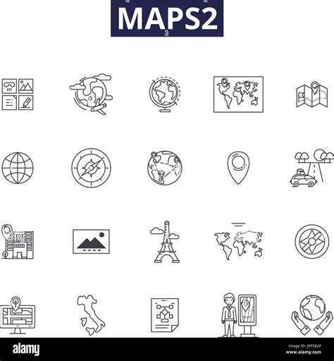 Maps2 Line Vector Icons And Signs Navigation Location Tracking Map Geo Geospatial