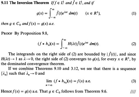 Question On Rudins Proof Of The Fourier Transform Inversion Theorem Theorem 911 In Real And