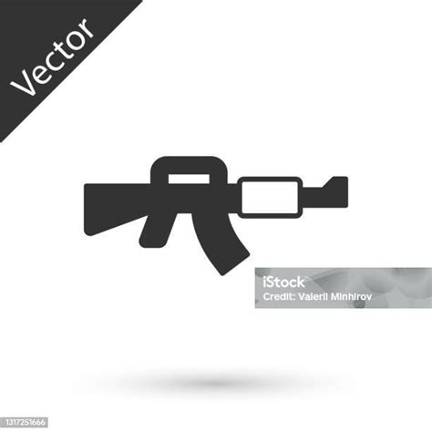 회색 M16a1 소총 아이콘은 흰색 배경에 격리 미육군 M16 소총 벡터 M16 소총에 대한 스톡 벡터 아트 및 기타 이미지