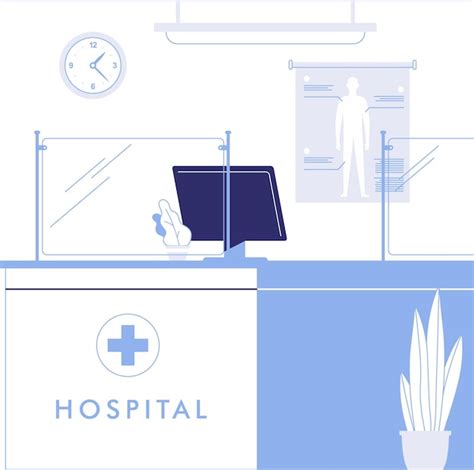 병원 리셉션 데스크 인테리어 프리미엄 벡터