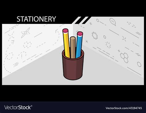 Stationery Isometric Design Icon Web 3d Colorful Vector Image