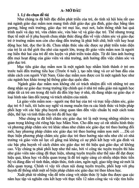 SKKN Một số kinh nghiệm tuyên truyền và phối kết hợp với phụ huynh trong công tác chăm sóc giáo