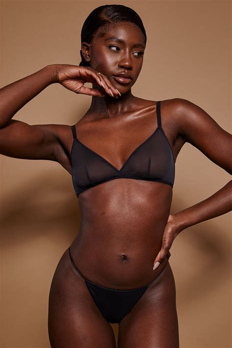 Intimates Soft Mesh Single Layer Triangle Bra In Black Oh Polly