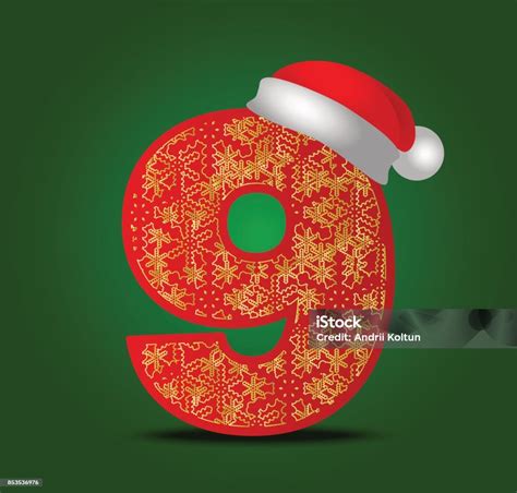 눈송이와 크리스마스 숫자입니다 벡터 장식입니다 산타 모자와 숫자 9 건설 현장에 대한 스톡 벡터 아트 및 기타 이미지 건설 현장 겨울 결혼식 Istock