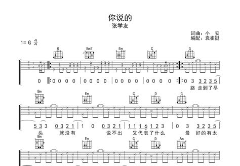 你说的吉他谱张学友g调弹唱62单曲版 吉他世界