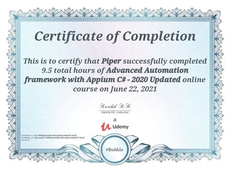 Piper Wei On Linkedin Great Course Thank Karthik K K It Helped Me Understand Appium And I…