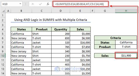Using The Excel Sumifs Function With Multiple Criteria 5 Examples