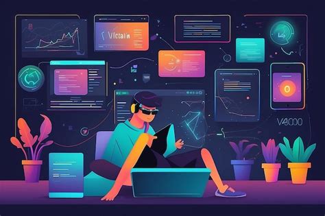 Premium Photo Virtual Hackathon Or Coding Challenge Vector Flat Style Illustration