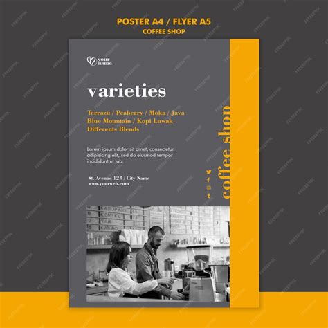 커피 숍 포스터 템플릿 디자인 무료 Psd 파일