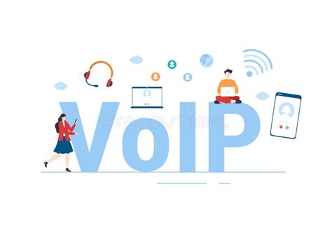 VOIP Or Voice Over Internet Protocol With Telephony Scheme Technology And Network Phone Call