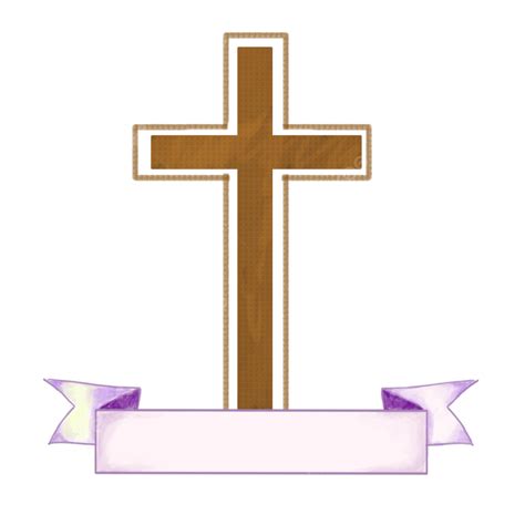 Simple Cross With Banner Hand In Drawn Style Cross Cross With Banner Simple Cross PNG