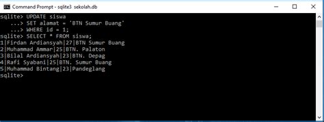 Tutorial Belajar Sqlite Perintah Update Lebak Cyber