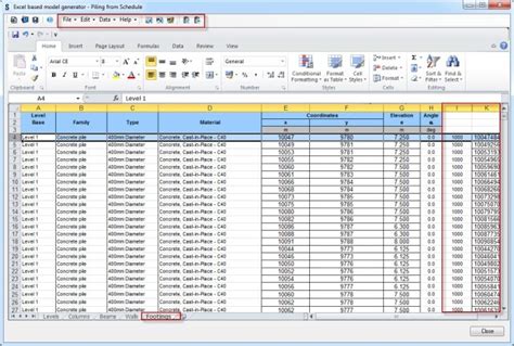 Modelling Revit Piling From Microsoft Excel Microsoft Excel Excel