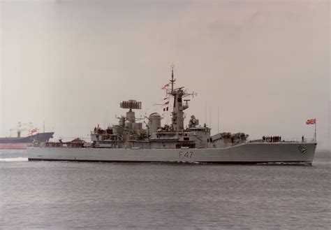 Hms Danae F47 Low Starboard View Royal Navy Leander Class Frigate