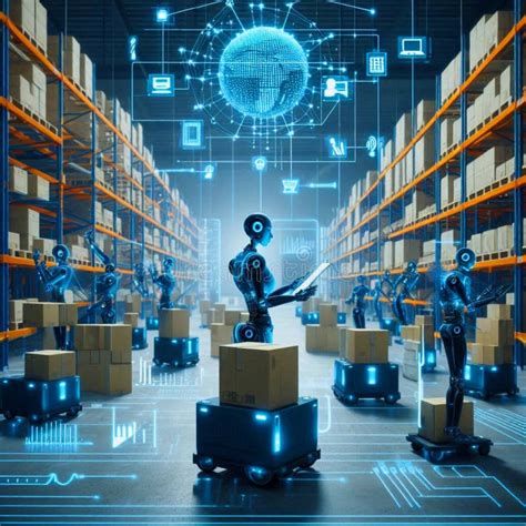 Warehouse Automation Robotic Arm Retrieves Cardboard Box Stock Illustration Illustration Of