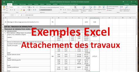Exemple Excel Attachement Des Travaux Formation Btph