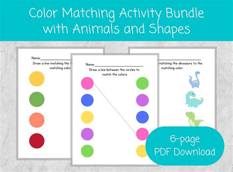 Color Matching Activity Learning Colors Worksheets Etsy