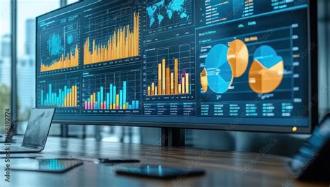 Data Visualization Dashboard With Analytical Graphs And Charts Stock Illustration Adobe Stock