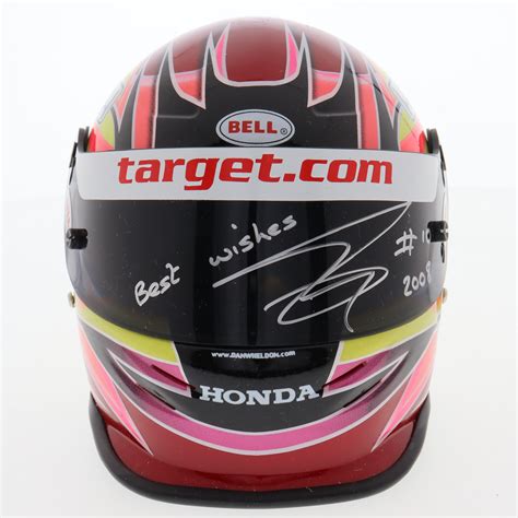 Dan Wheldon Signed Indy Mini Helmet Inscribed Best Wishes And 2008