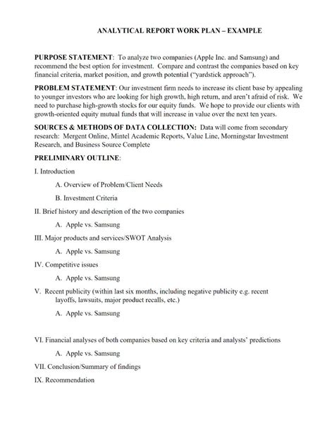 Analytical Report Work Plan In Your Email Please