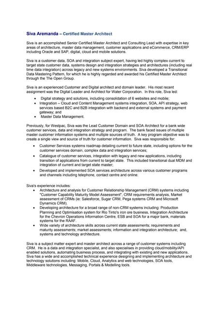 Siva Profile One Page Doc Computing Technology And Computing