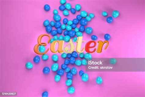 분홍색에 컬러 풀 에그로 장식 된 문자와 함께 행복 한 부활절 배경입니다 초대 현실적인 3d 일러스트 인사말 카드 광고 프로모션 포스터 전단지 웹 배너 기사 소셜 미디어 3