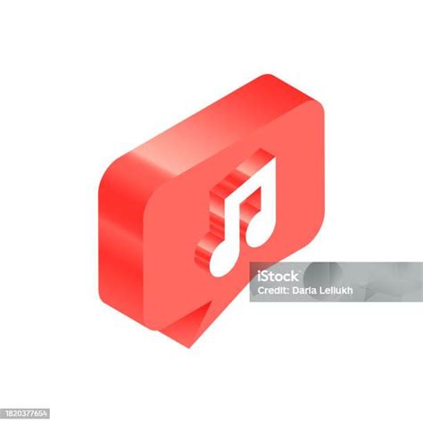 등각 투영 빨간색 아이콘입니다 현대 평면 벡터 일러스트 레이 션입니다 음표 기호입니다 소셜 미디어 템플릿 2차 도형에 대한 스톡