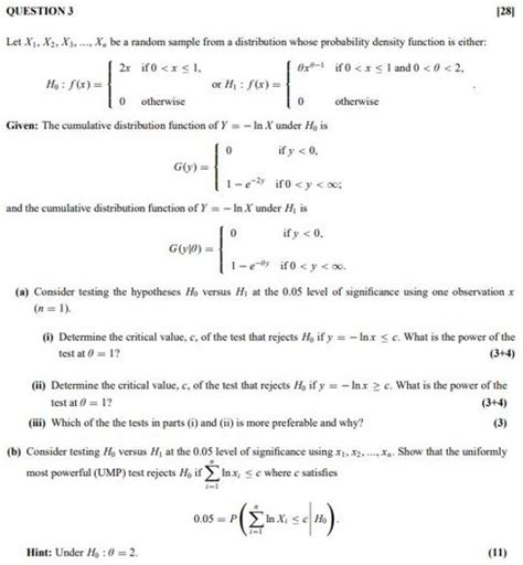 Solved QUESTION 3 28 Let X1 X2 X3n Dots Xn Be A Random Chegg Com