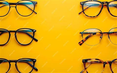 Premium Photo A Yellow Background With Glasses On The Bottom And The