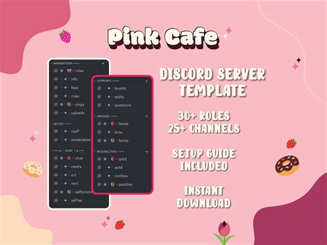 Pink Strawberry Cafe Discord Server Template Community Design Instant