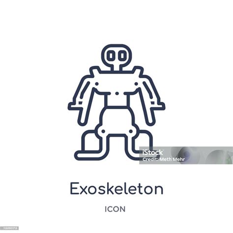 인공 Intellegence 미래 기술 개요 컬렉션에서 선형 외 골격 아이콘입니다 얇은 라인 외 골격 벡터 흰색 배경에 고립입니다 외 골격 유행 그림 감지기에 대한 스톡