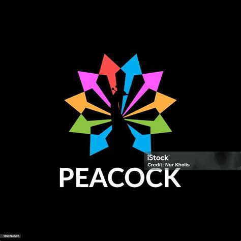 네거티브 스페이스 아트 스타일 로고 디자인 일러스트가 있는 공작 새 개념에 대한 스톡 벡터 아트 및 기타 이미지 개념 공작