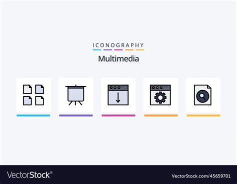 Multimedia Line Filled 5 Icon Pack Including Vector Image