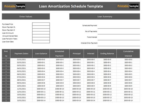 Free Loan Amortization Schedule Templates In Ms Excel Printable Samples