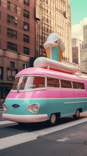 Premium Ai Image Photographretrofuturisticicecreamtruckhover