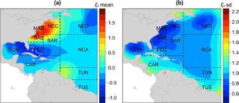 A Posterior Mean And B Standard Deviation Of The Spatial Random