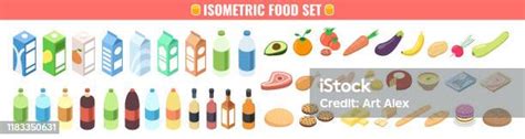 등각투영 3d 스타일로 설정된 미식 아이콘입니다 흰색 배경에 고립 된 음식과 음료 아이소메트릭 벡터 그림입니다 0명에 대한 스톡 벡터 아트 및 기타 이미지 Istock