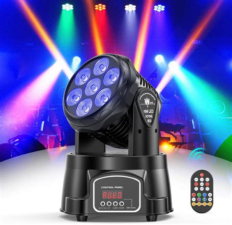 Uking 7x15w Lyre Led Rgbw 4 En 1 Moving Head Wash Lumière Rotative