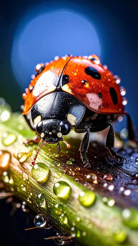 Ladybug Eating Aphids Macro Of Ladybug Adalia Bipunctata Eating Aphids On Stem Stock