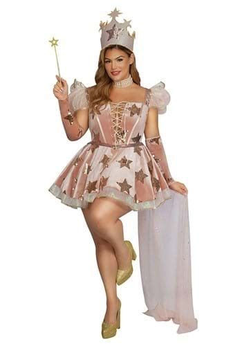Womens Plus Size Sexy Glitter Star Velvet Good Witch Costume Sexy
